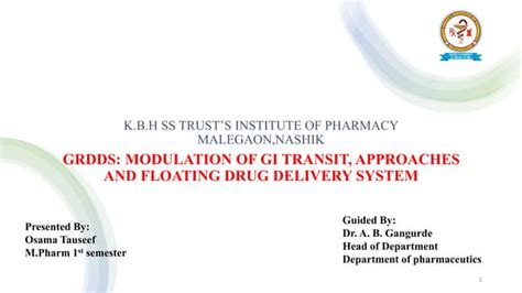 Colonic Drug Delivery System Ppt