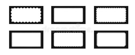 Set Of Rectangular Frames With Wavy Inner Edges Trendy Zigzag Curved Geometric Frames For