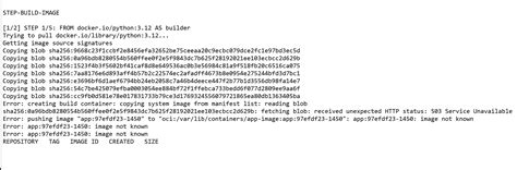 container image pull error received unexpected status 503