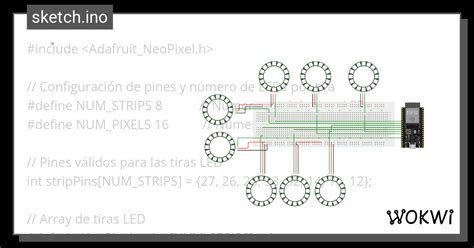 Pruebas 8 Tiras Led Wokwi Esp32 Stm32 Arduino Simulator Pruebas 8 Tiras Led Wokwi Esp32 Stm32 Arduino Simulator