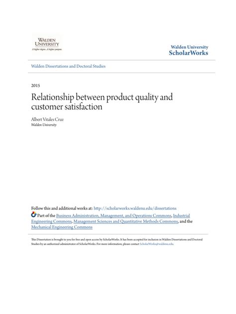 Relationship Between Product Quality And Customer Satisfaction Pdf