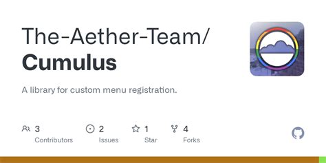 github the aether team cumulus a library for custom menu registration