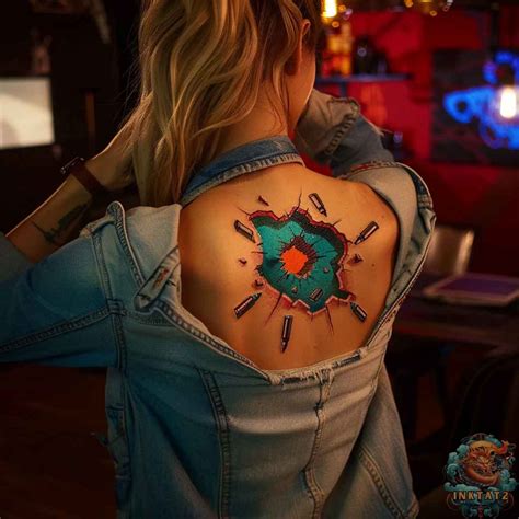 Bullet Hole Tattoo Stencil