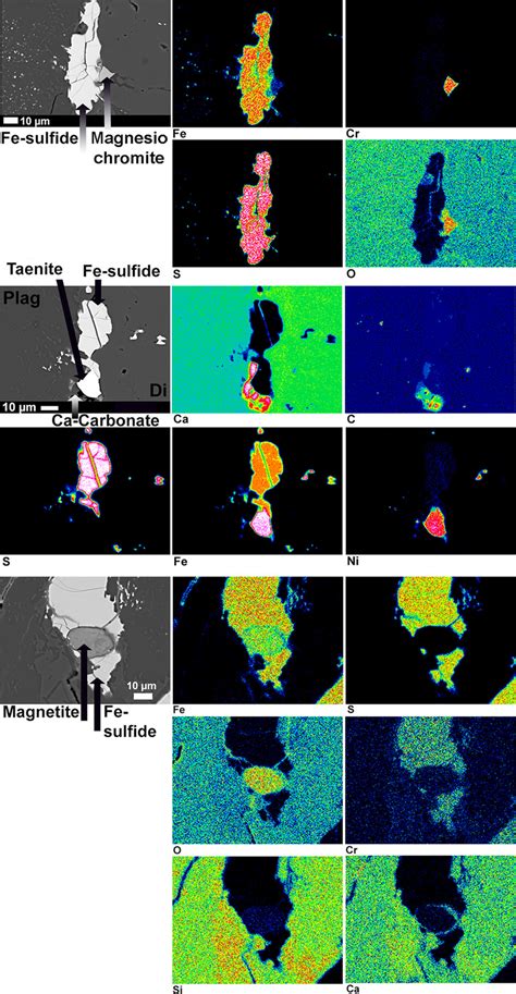 Element Maps Of Three Areas With Different Minor Phases The Bse Images