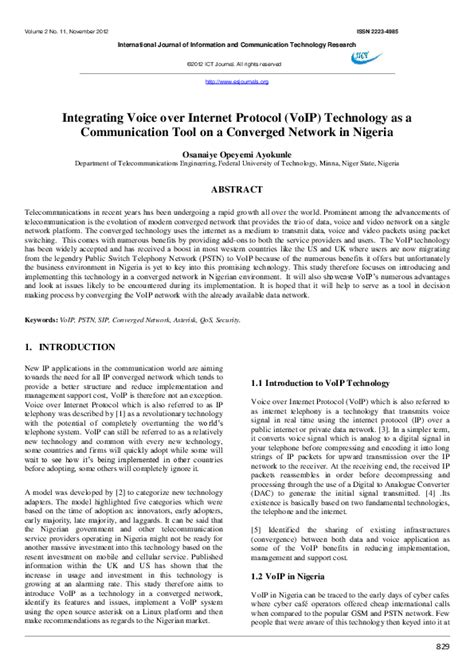 pdf integrating voice over internet protocol voip technology as a