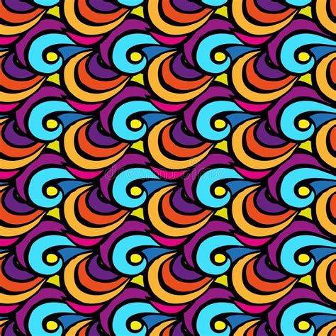 Abstract Colorful Waves Background Seamless Pattern Stock Illustration