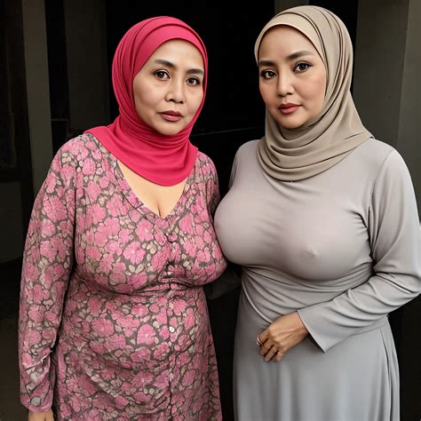 Two women in hijabs pose for a picture in a room - SeaArt AI
