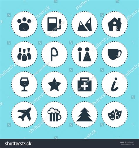 Vector Illustration 16 Map Icons Editable เวกเตอร์สต็อก ปลอดค่าลิขสิทธิ์ 676280863 Shutterstock