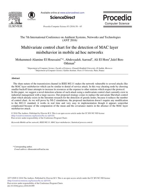 Pdf Multivariate Control Chart For The Detection Of Mac Layer