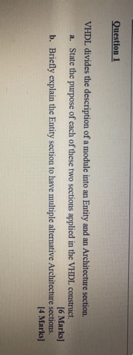 Solved Question 1 Vhdl Divides The Description Of A Module