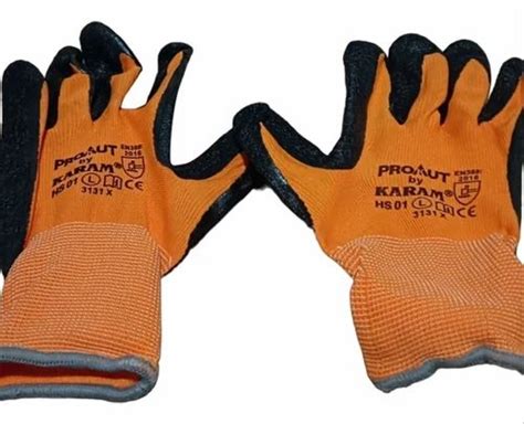 Nitrile Orange And Black Karam Hs01 Cut Resistant Gloves Size Free