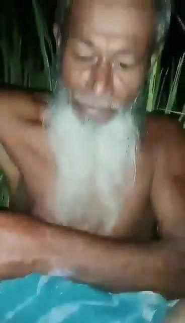 Senile Old Man Is Very Happy To Be Stroked