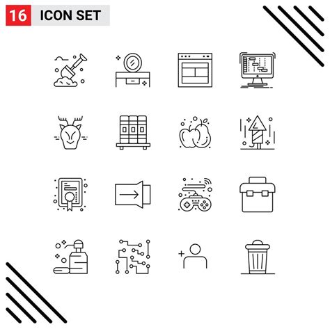 16 Thematic Vector Outlines And Editable Symbols Of Digital Application