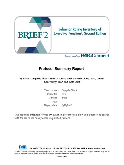 Brief2 Protocol Summary Report Sample Download Free Pdf Social
