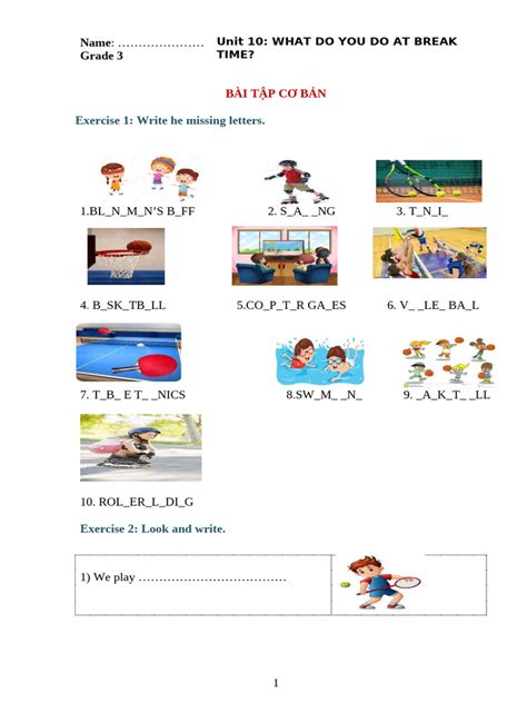 Grade 3 Break Time Activities Worksheet Pdf Olympic Sports Summer