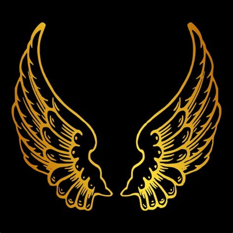 Premium Vector Gold Wings On A Black Background