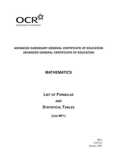 Pdf Examination Formulae And Statistical Tables Dokumen Tips