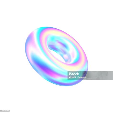 3d 기하학적 모양입니다 홀로그램 그림 토러스 격리된 배경입니다 벡터 사실적인 그림입니다 0명에 대한 스톡 벡터 아트 및 기타 이미지 Istock