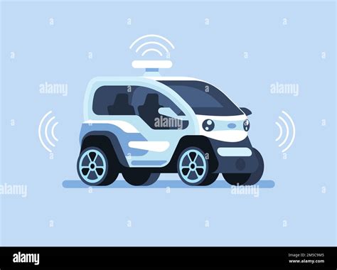 Autonomous Self Driving Smart Car Automobile Sensors Driverless Vehicle Vector Illustration