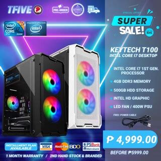KEYTECH T100 INTEL CORE I7 1ST GEN 500GB HDD 4GB DDR LED FAN S400 WATTS PSU W FREE POWER CORD