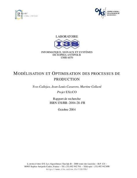 Pdf ModÉlisation Et Optimisation Des Processus De Production