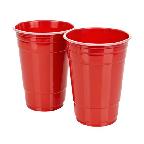 Two Glossy Red Plastic Cups Placed Together Commonly Used For Parties