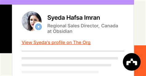 Syeda Hafsa Imran Regional Sales Director Canada At Obsidian The Org