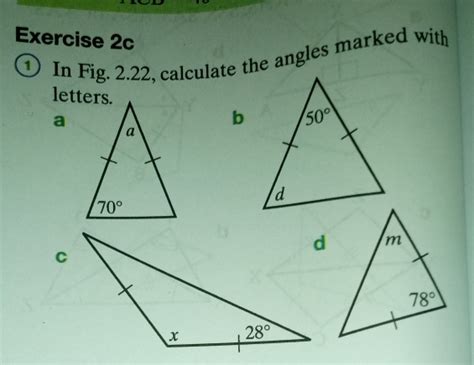 solved exercise 2c in fig 2 22 calculate the angles marked with lett