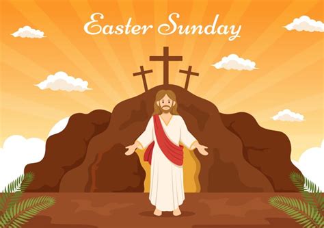 Happy Easter Sunday Day With Jesus He Is Risen Vector Image