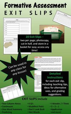Exit Slip Ideas Formative Assessment Teaching Teaching Strategies