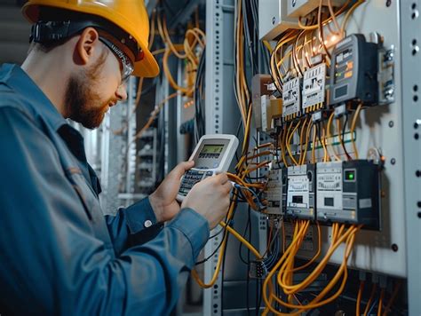 Electrical Engineer Using Digital Multimeter Premium Ai Generated Image