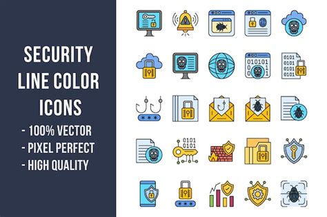 premium vector security line color icons
