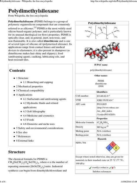 Polydimethylsiloxane Pdf Physical Sciences Materials Science