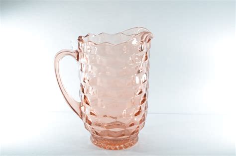 Fostoria Glass American Cubist Pink Depression Glass Pitcher Etsy