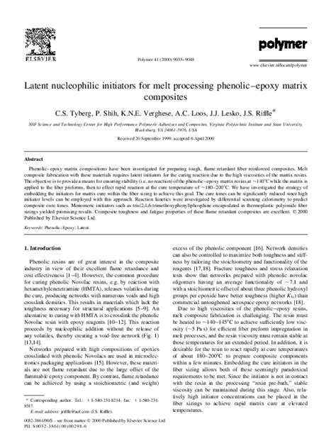 Pdf Latent Nucleophilic Initiators For Melt Processing Phenolicepoxy Matrix Composites