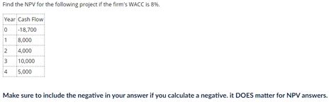 Solved Find The NPV For The Following Project If The Firm S Chegg Com