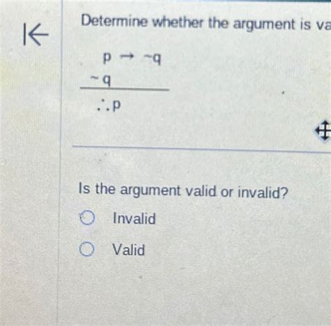 Solved Determine Whether The Argument Isp→∼q∼q Pis The