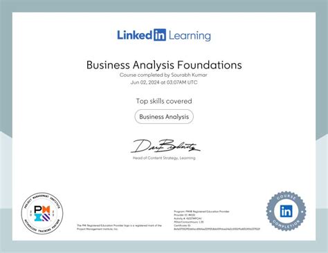Just Finished The Course Business Analysis Foundations” Sourabh Kumar