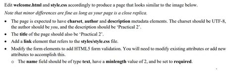 Solved Edit Welcome Html And Style Css Accordingly To Chegg