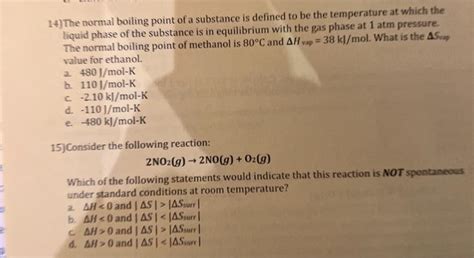Solved The Normal Boiling Point Of A Substance Is Defined Chegg