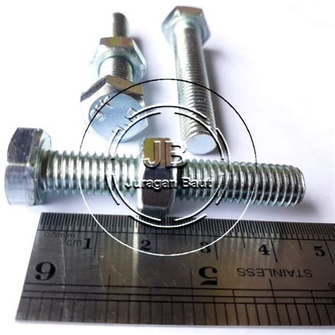Baut Mur M12 X 45 Panjang 4 5cm 4 5 Cm Kunci 19 45mm Mm Putih Baud Bmp