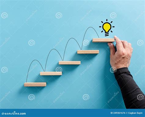 Ladder Of Success Brainstorming Reaching To An Idea Or Idea