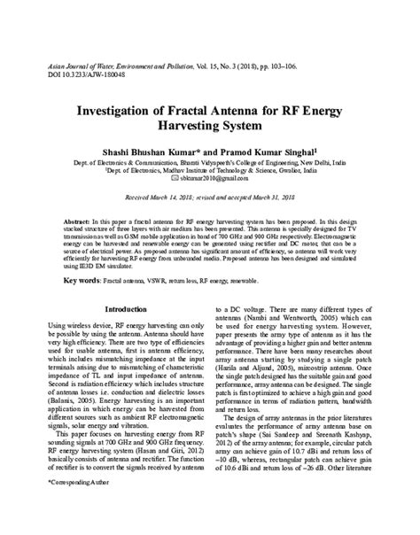 Pdf Investigation Of Fractal Antenna For Rf Energy Harvesting System
