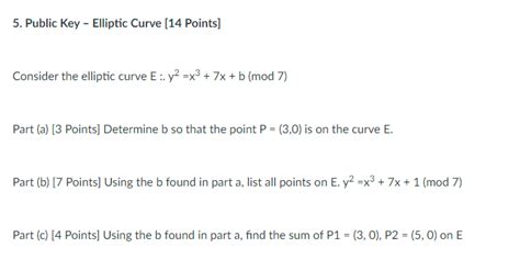solved 5 public key elliptic curve [14 points consider