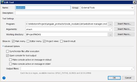 Is This Possible To Configure Webstorm To Start Webdriver Manager To Execute Protractor Script