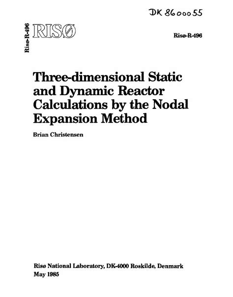 Pdf Three Dimensional Static And Dynamic Reactor Calculations