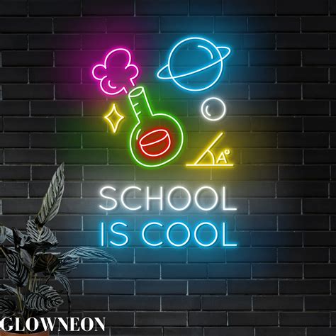 Glowneon School Is Cool Led Wall Decor School Classroom Led Wall Art