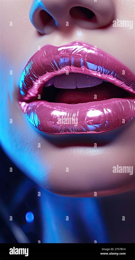 A Female Model With A Bold Make Up Look Featuring Bright Pink Lips And