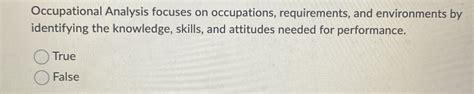 Solved Occupational Analysis Focuses On Occupations