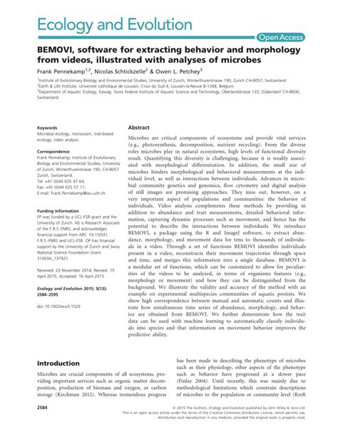 Pdf Bemovi Software For Extracting Behavior And Morphology From